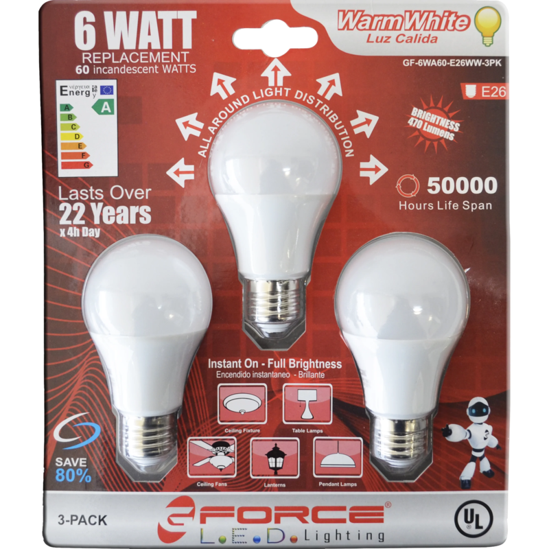 Lamparama Bulb LED E27 6W Warm White 3 Pack GF-6WA60-E26WW-3PK | M&C ...