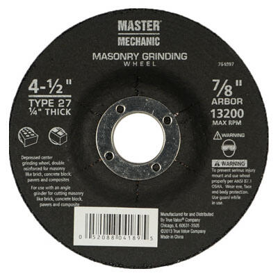 Master Mechanic Masonry Grinding Wheel 4-1/2x1/4x7/8 In 1 Each 9614 | M ...
