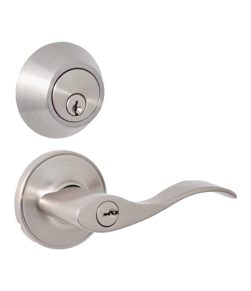 Steel Pro Deadbolt And Lever Combo Brushed Nickel 1 Each 838-1-D105-DC ...