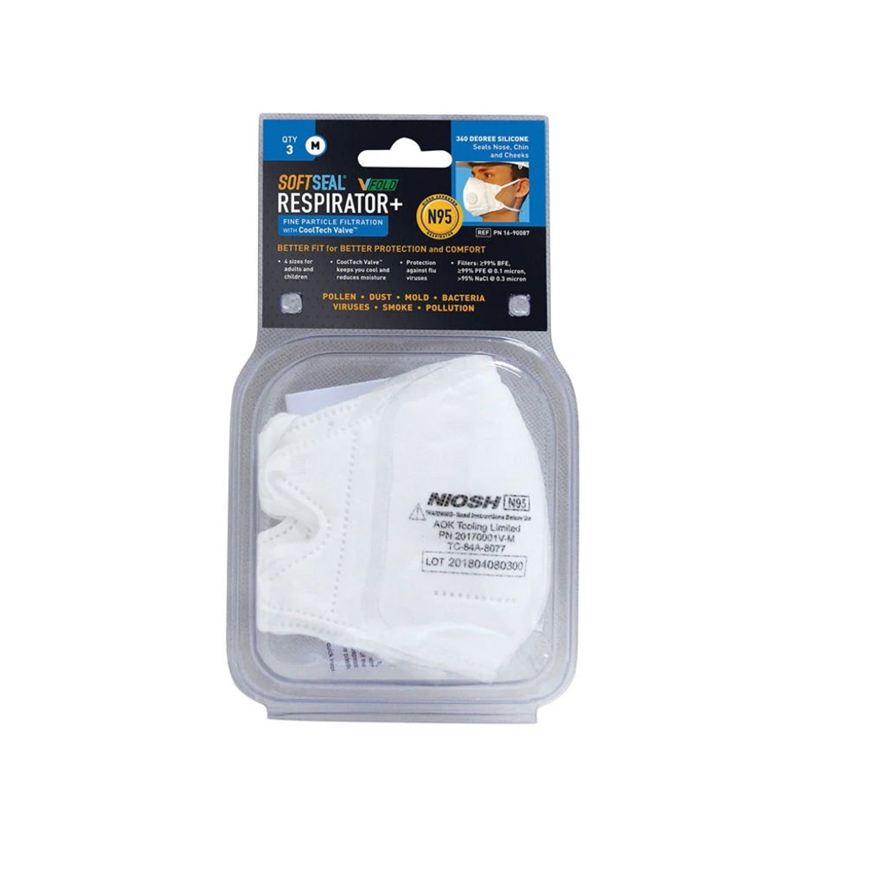 Softseal N95 Valved Mask Medium 3 Pack 16-90087 | M&C Home Depot