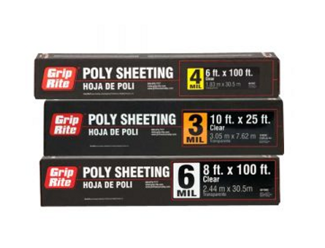 Grip Rite Poly Sheeting 6mm 10x100 Foot 1 Feet 610100B | M&C Home Depot