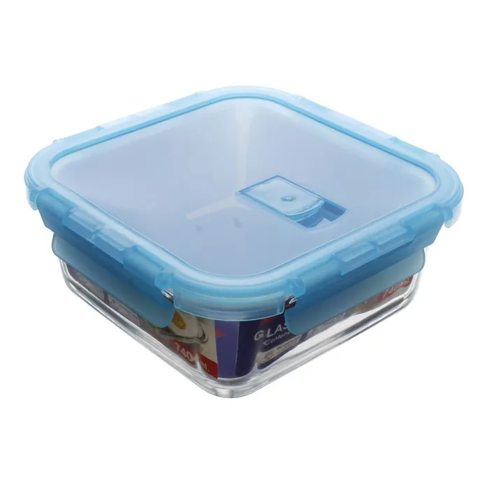 GLASS CONTAINER W/LID BLUE | M&C Home Depot