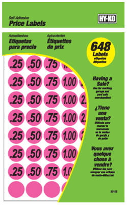 Hy-Ko Price Labels Pink 648 Pack 30102 | M&C Home Depot