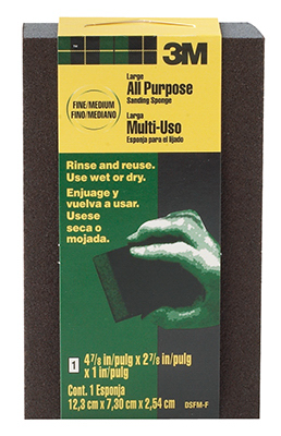 3M All Purpose Sanding Sponge Medium 4-7/8x2-7/8x1 Inch 1 Each DSFM-F ...