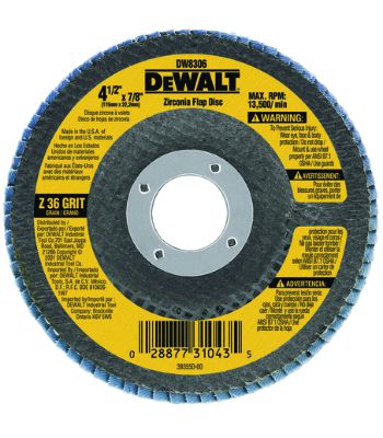 DeWalt Angle Grinder Flap Disc 36 Grit 4-1/2x7/8 Inch 1 Each DW8306 | M ...