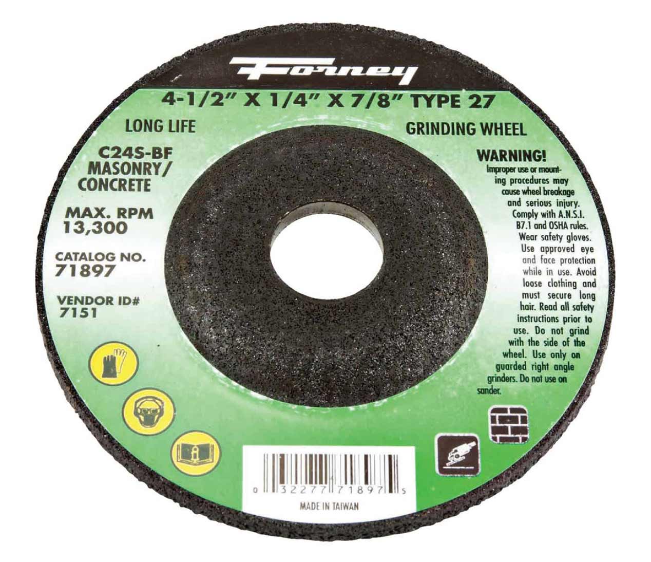 Forney Masonry Cut Off Wheel 4-1/2x1/4x7/8 Inch 1 Each 71897 | M&C Home ...