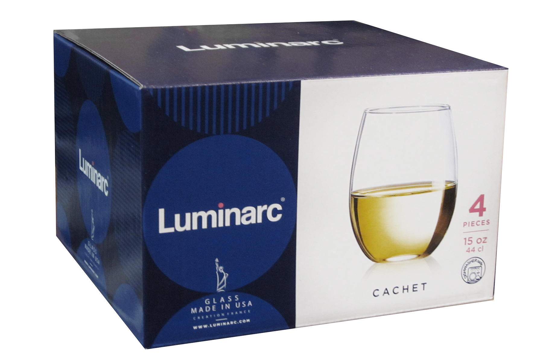 Luminarc Cachet Stemless Wine Glass 4 Piece 15oz 1 Set N2569 | M&C Home ...