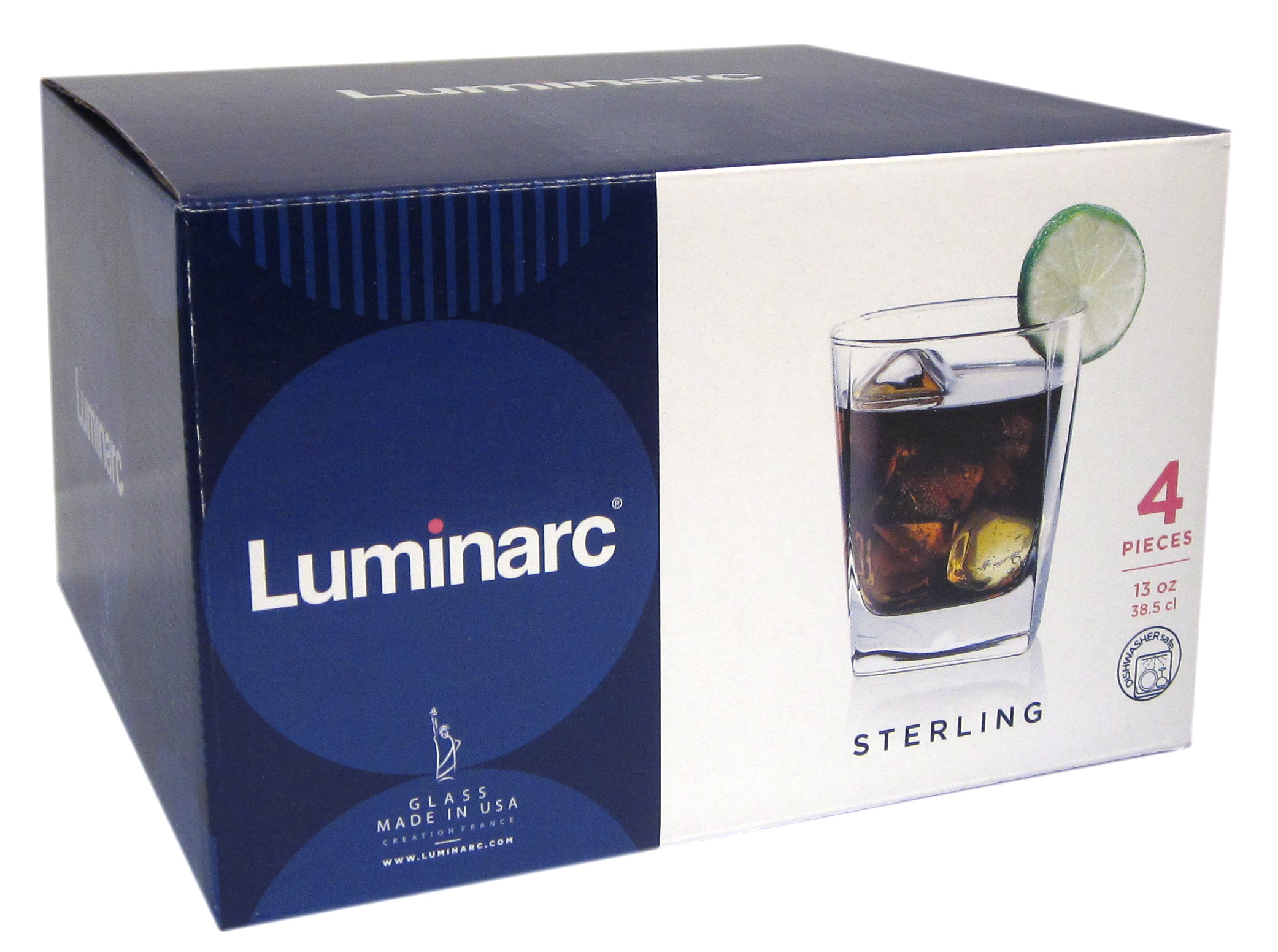 Luminarc Sterling Double Old Fashion Glass 4 Piece 13oz 1 Set N4627 | M ...