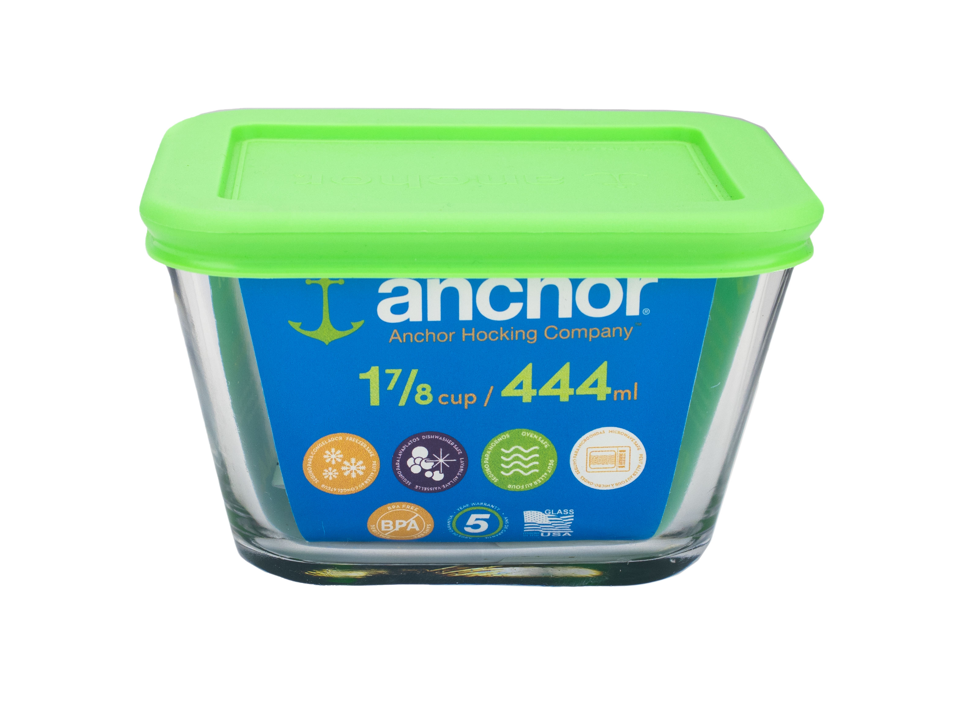 Anchor Glass Rec Food Storage Container With Lid 1-7/8 Cup Lime 1 Each ...