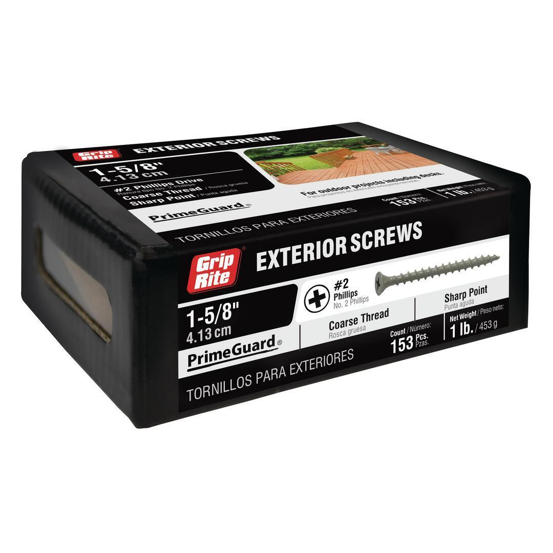 Grip Rite Phillips Exterior Screw #6x1-5/8 Inch 1 Each PTN158S1 | M&C ...